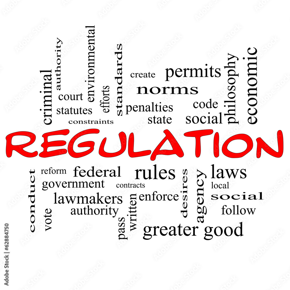 Regulation Word Cloud Concept in red caps Stock Photo | Adobe Stock