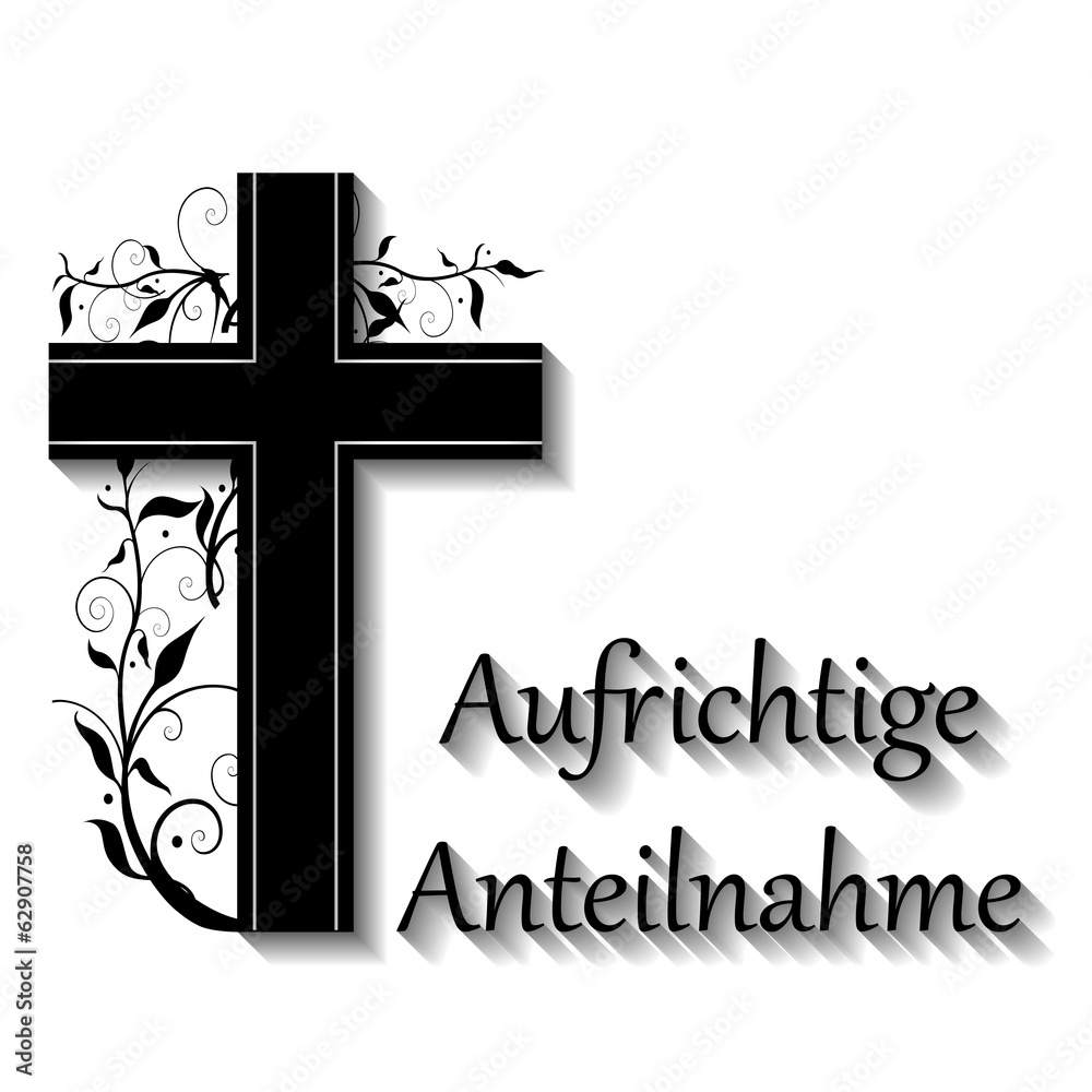 Trauerkarte, Aufrichtige Anteilnahme Stock Vector | Adobe Stock