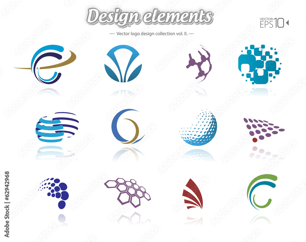 Color logo design set, isolated, vector illustration Stock Vector ...