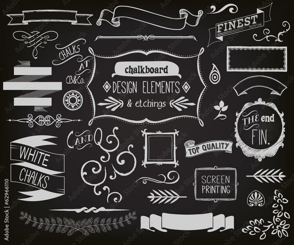 Chalkboard Design Elements and Etchings Stock Vector | Adobe Stock