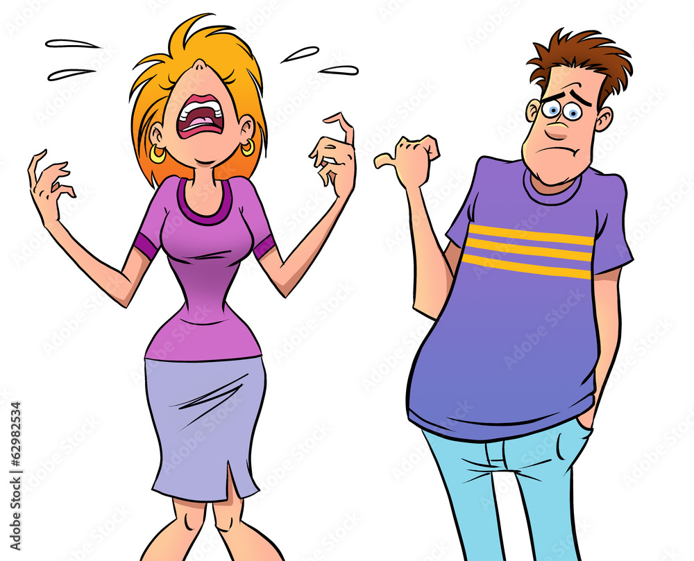 Quarreling cartoon couple Stock Illustration | Adobe Stock