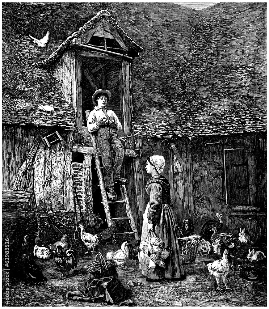 Peasants : Pair Stock Illustration | Adobe Stock