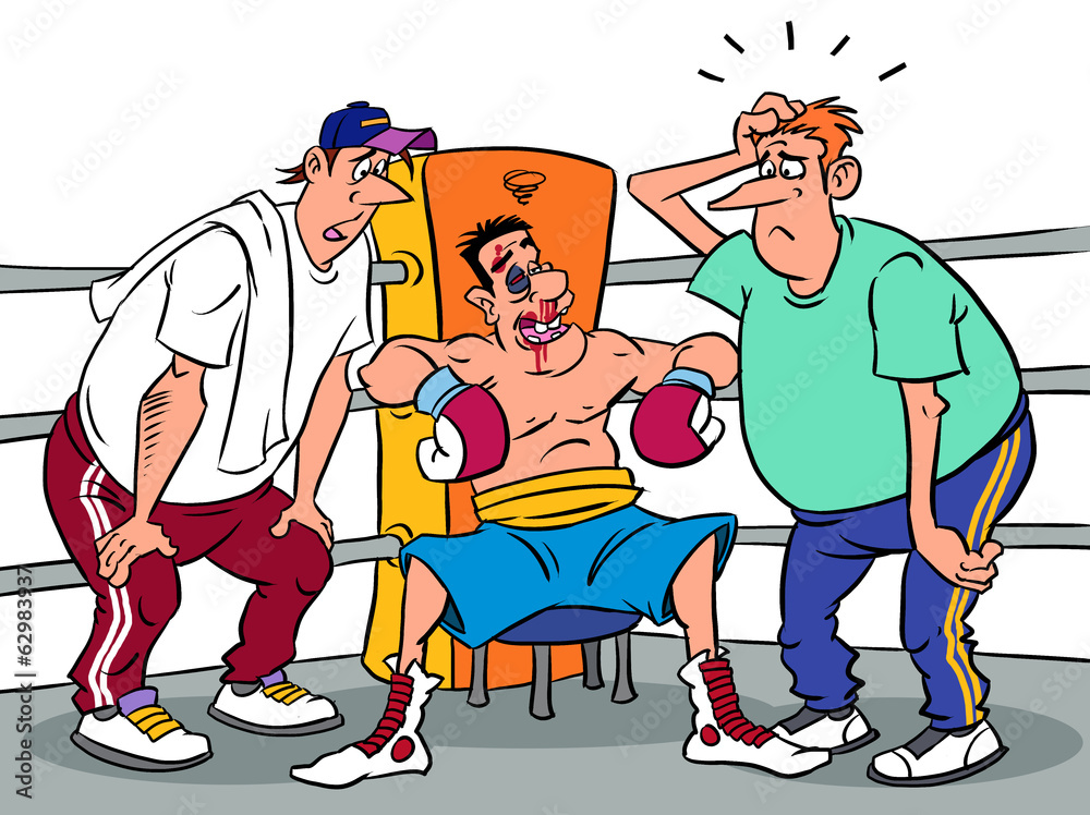 I'm fine! Boxer after a knockout Stock Illustration | Adobe Stock