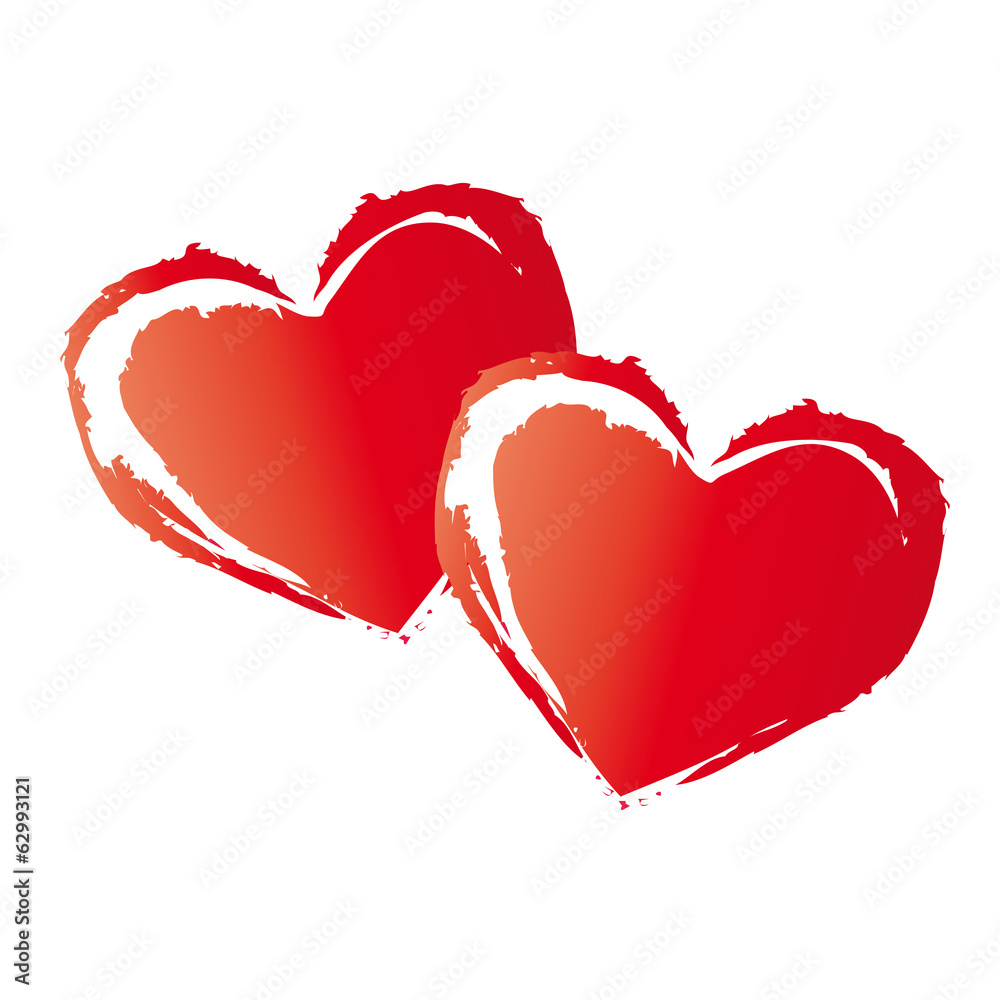 Zwei rote Herzen als Zeichen der Verbundenheit. Verliebt, verlobt ...