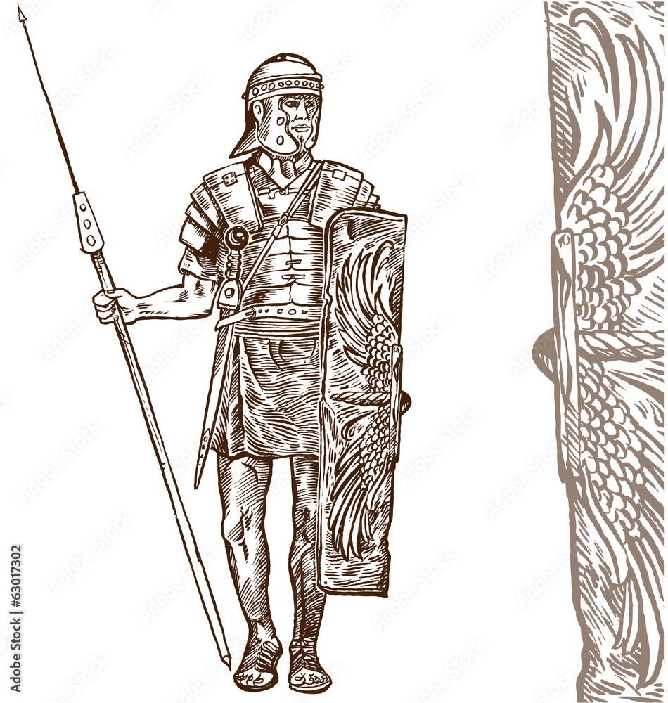 roman warrior hand draw Stock Vector | Adobe Stock
