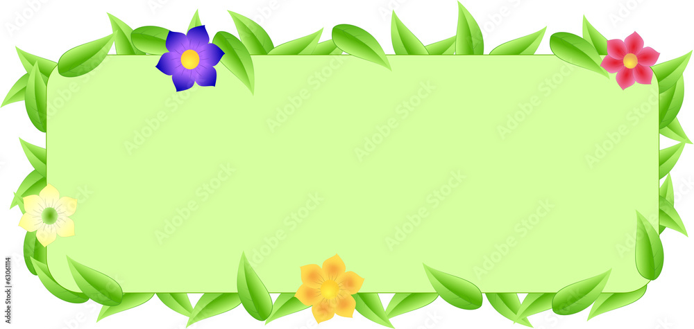 Green border made of leaves and flowers with space text Stock ...