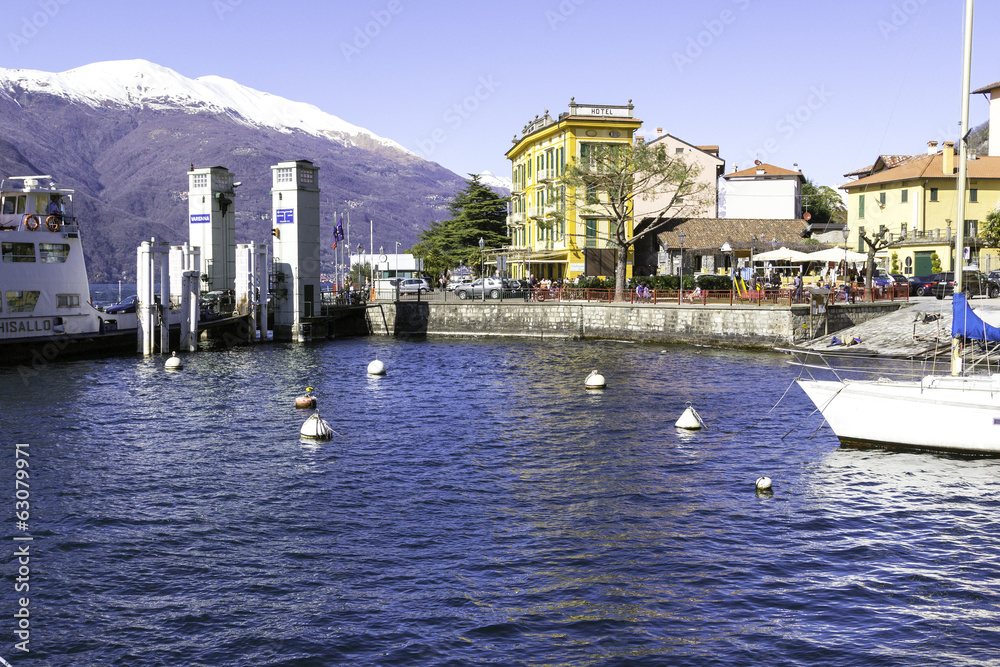 Varella-Lecco-Tourist ferry port color image Stock Photo | Adobe Stock