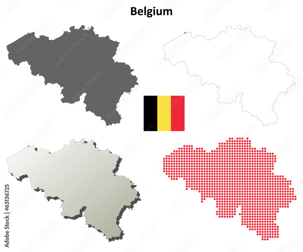 Blank detailed contour maps of Belgium Stock Vector | Adobe Stock