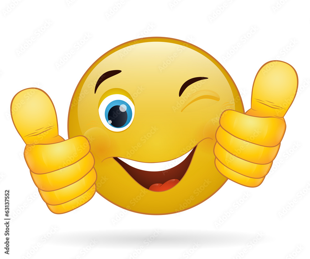 Thumb up emoticon, yellow cartoon sign facial expression Stock Vector ...