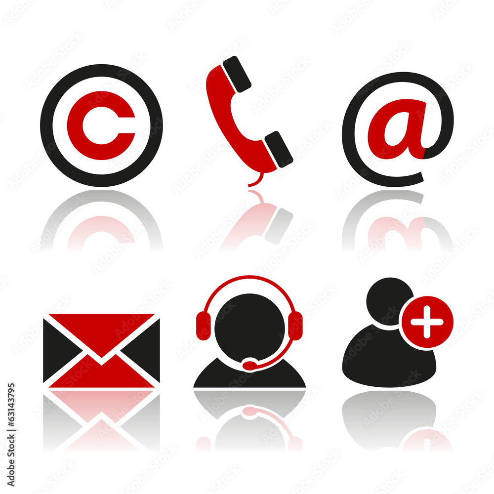 contact button set, black and red Stock-Vektorgrafik | Adobe Stock