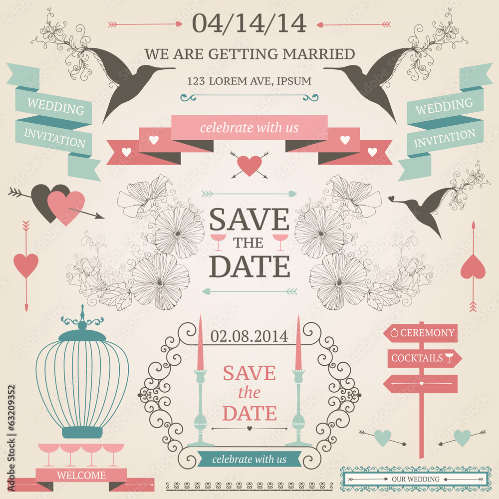 Vector collection of wedding design elements. Stock Vector | Adobe Stock