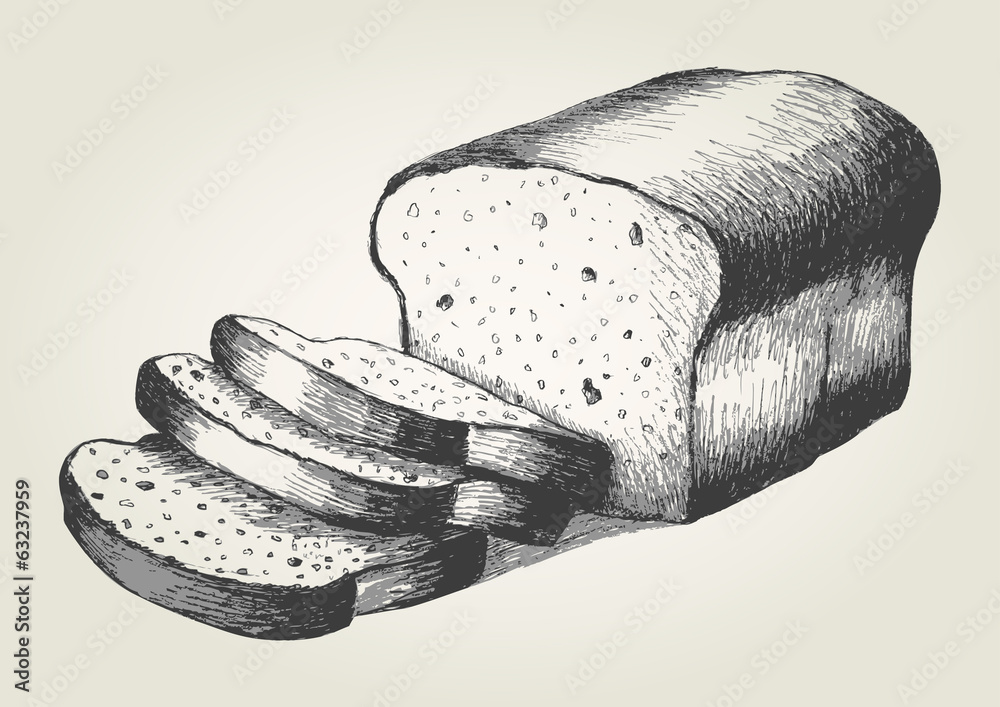 Sketch illustration of sliced bread Stock Vector | Adobe Stock
