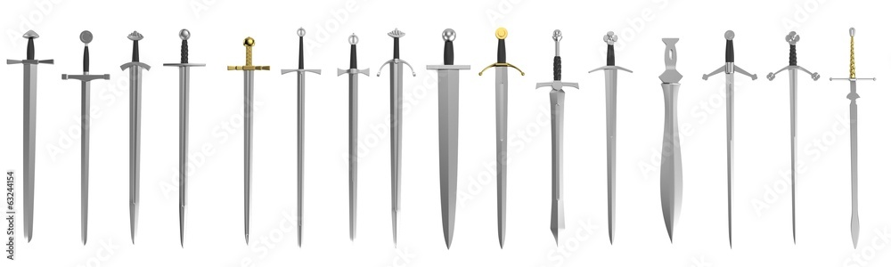 realistic 3d render of swords Stock Illustration | Adobe Stock