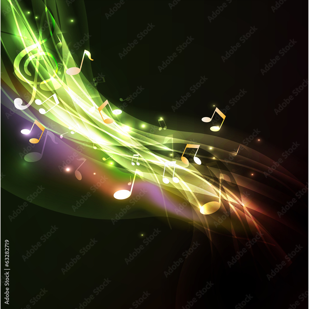 Shiny flow music note background and space for your text, vector Stock ...