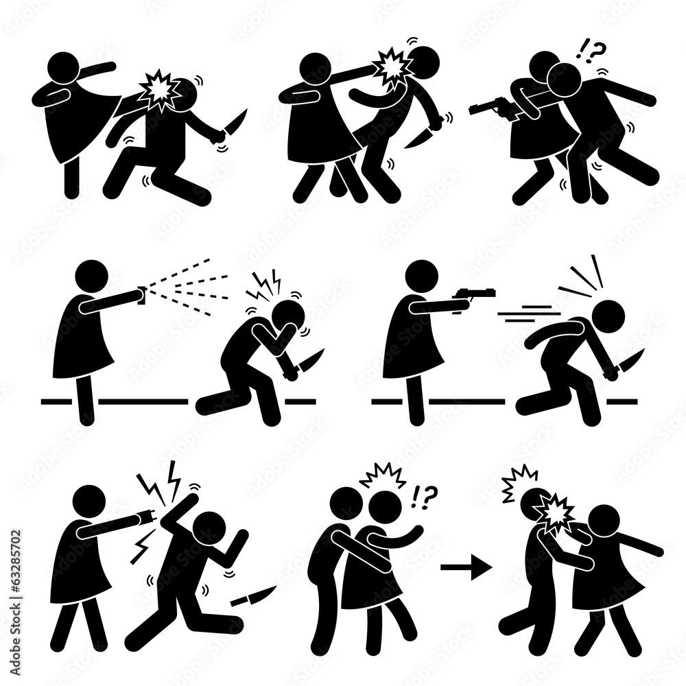 Woman Female Girl Self Defense Stock Vector | Adobe Stock