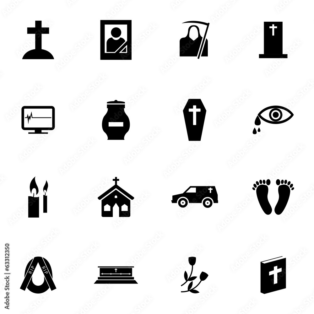 Vector black funeral icons set Stock Vector | Adobe Stock