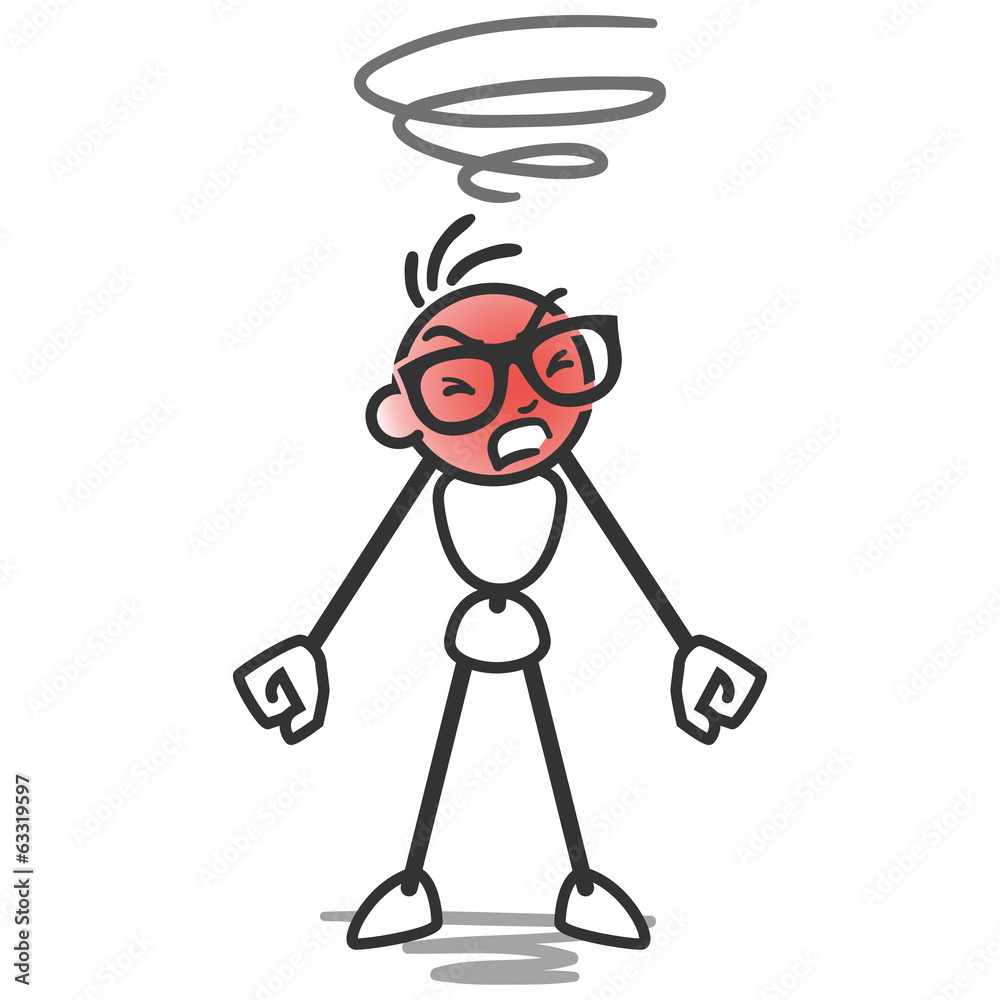 Funny furious stick man, clenched fists, red face Stock Vector | Adobe ...