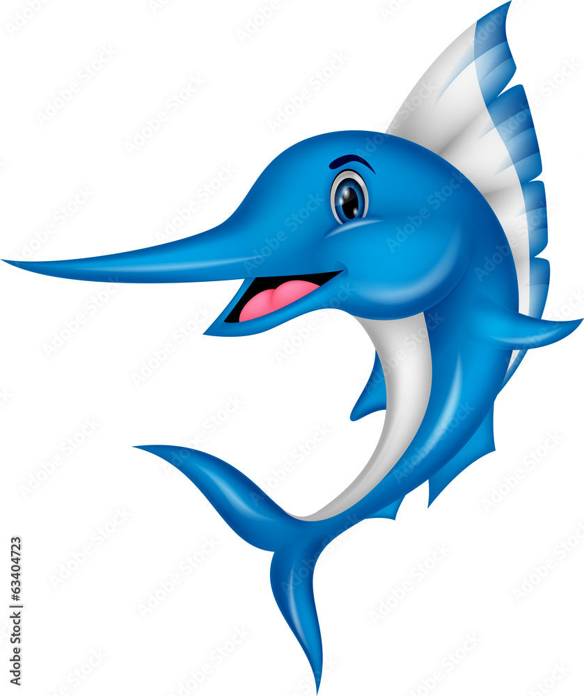 marlin fish cartoon Stock Vector | Adobe Stock