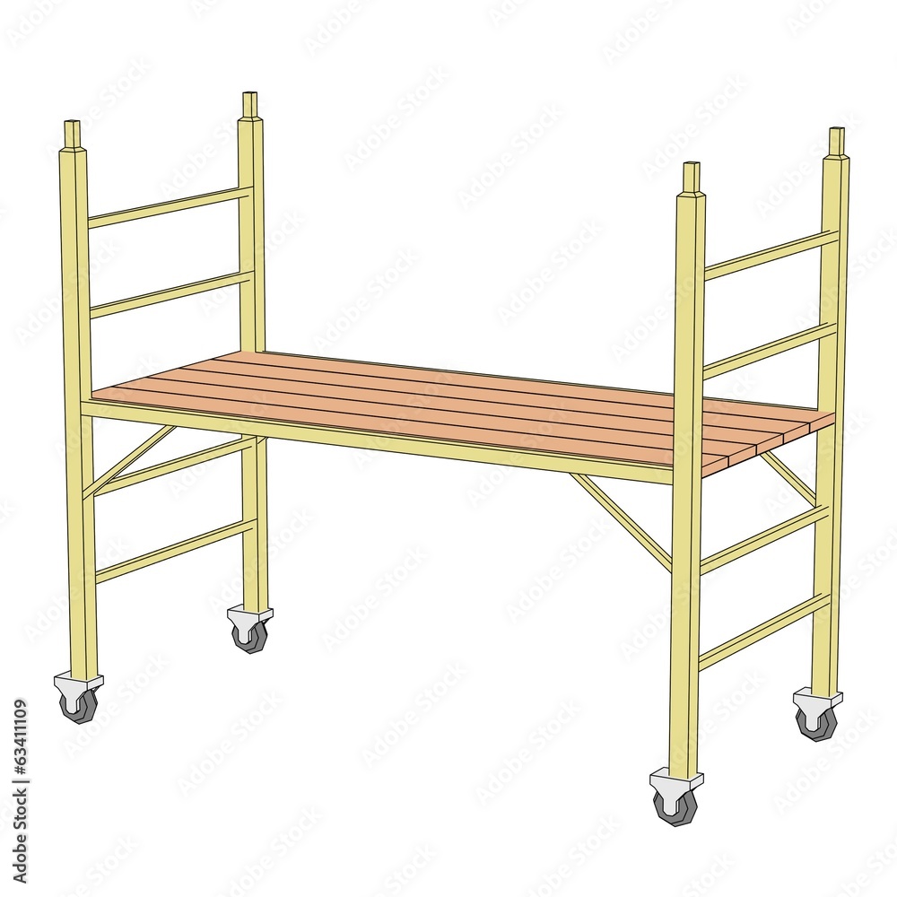 cartoon illustration of construction scaffolding Stock Illustration ...