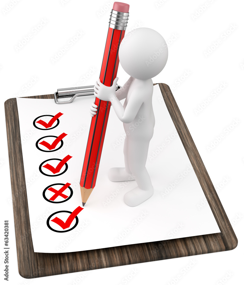 Männchen mit Fragebogen Stock Illustration | Adobe Stock