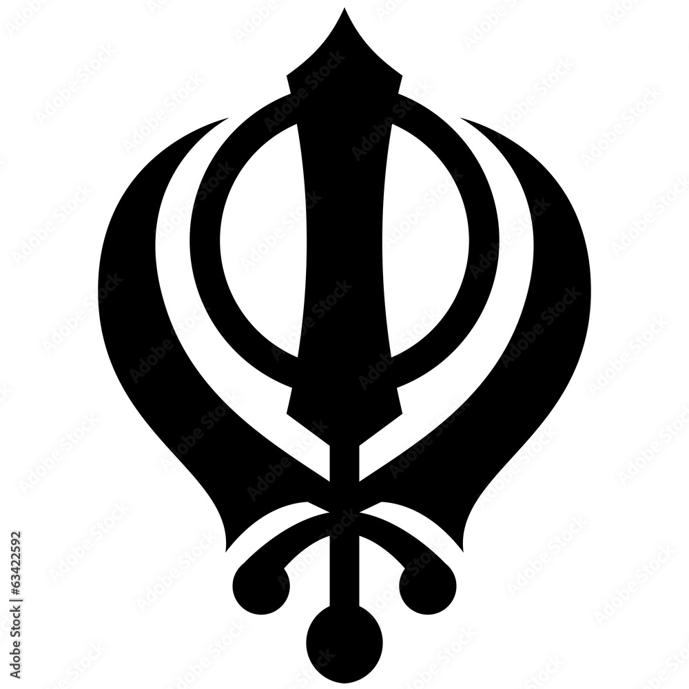 Black and white Khanda symbol vector illustration. Stock Vector | Adobe ...