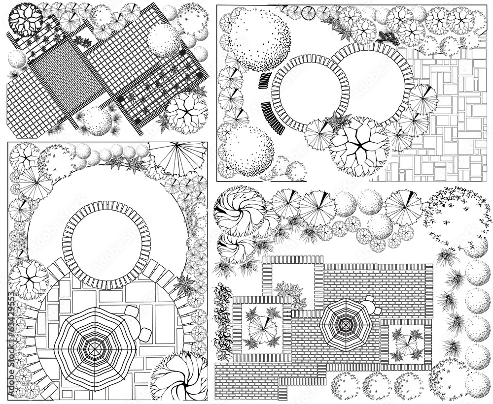 Vector Collections od Landscape Plan with treetop symbols Stock ...