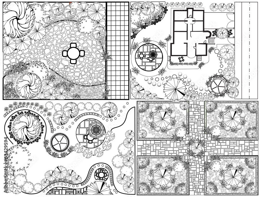 Collections od Landscape Plan with treetop symbols Stock Illustration ...