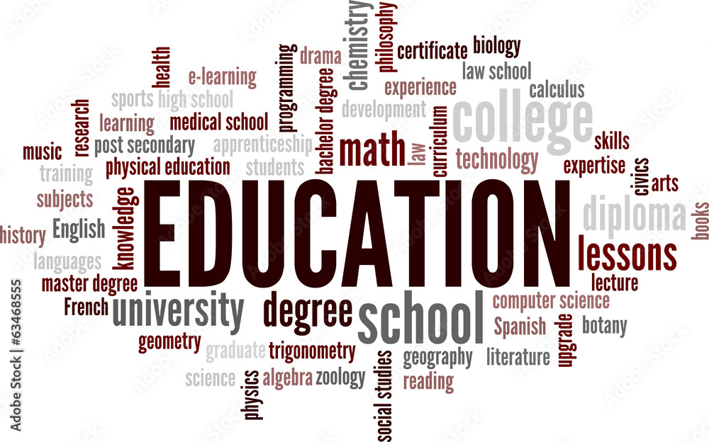Education Word Cloud Bubble Tags Tree Detailed Vector Stock Vector