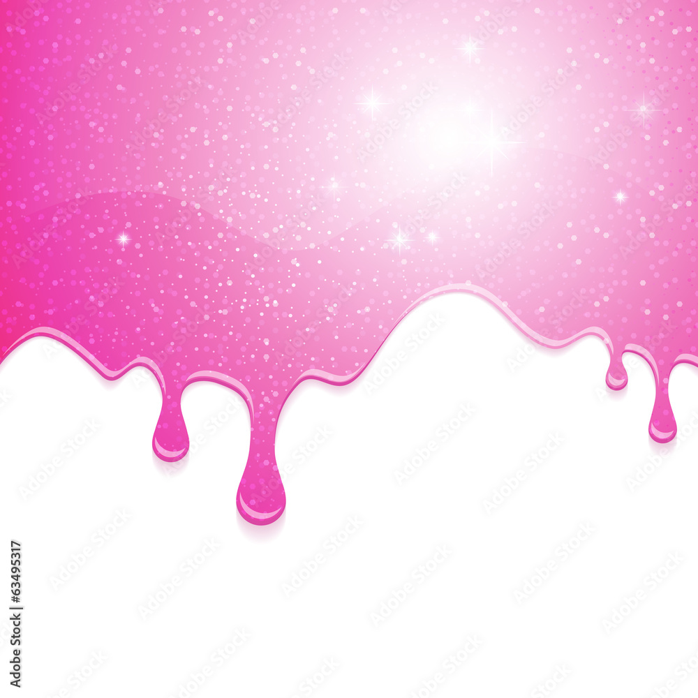Drips of pink glitter shiny liquid. Melting background. Stock Vector ...