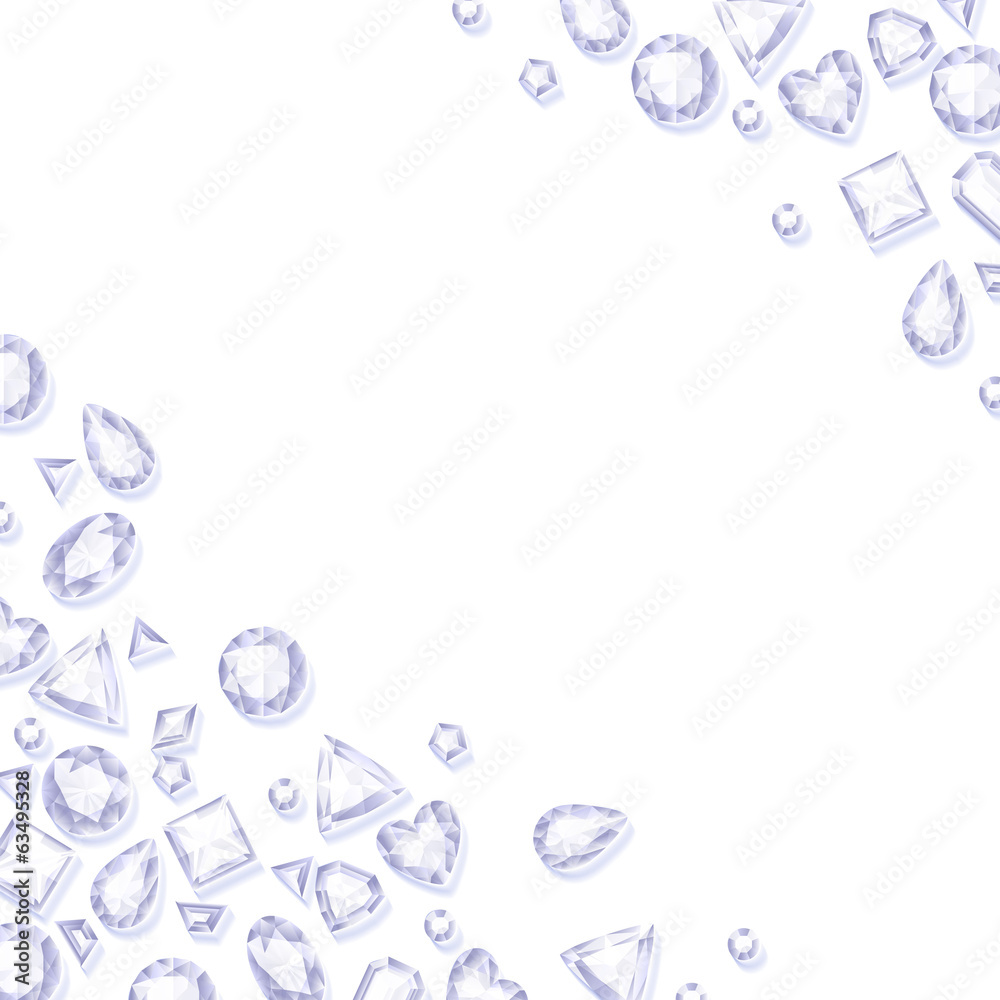 Frame of white sparkle gemstones on white background. Stock Vector ...