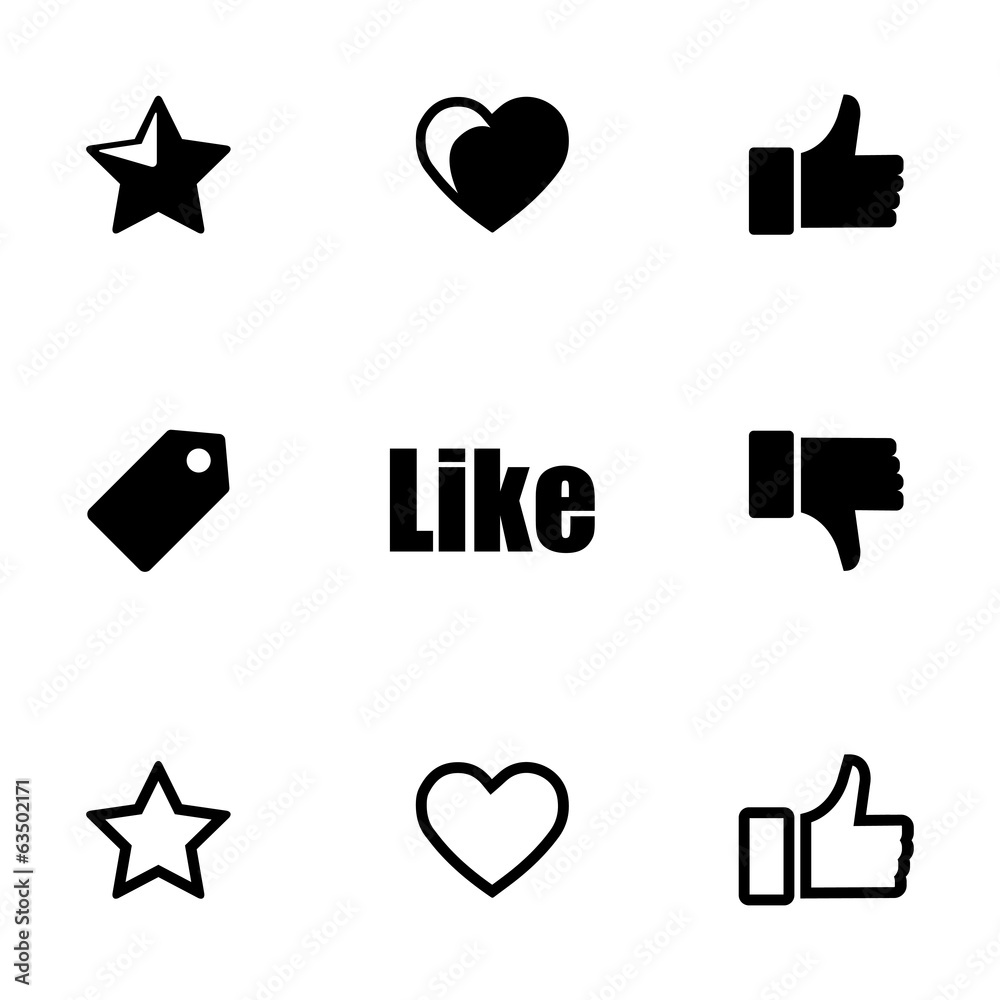 Vector black like icons set Stock Vector | Adobe Stock