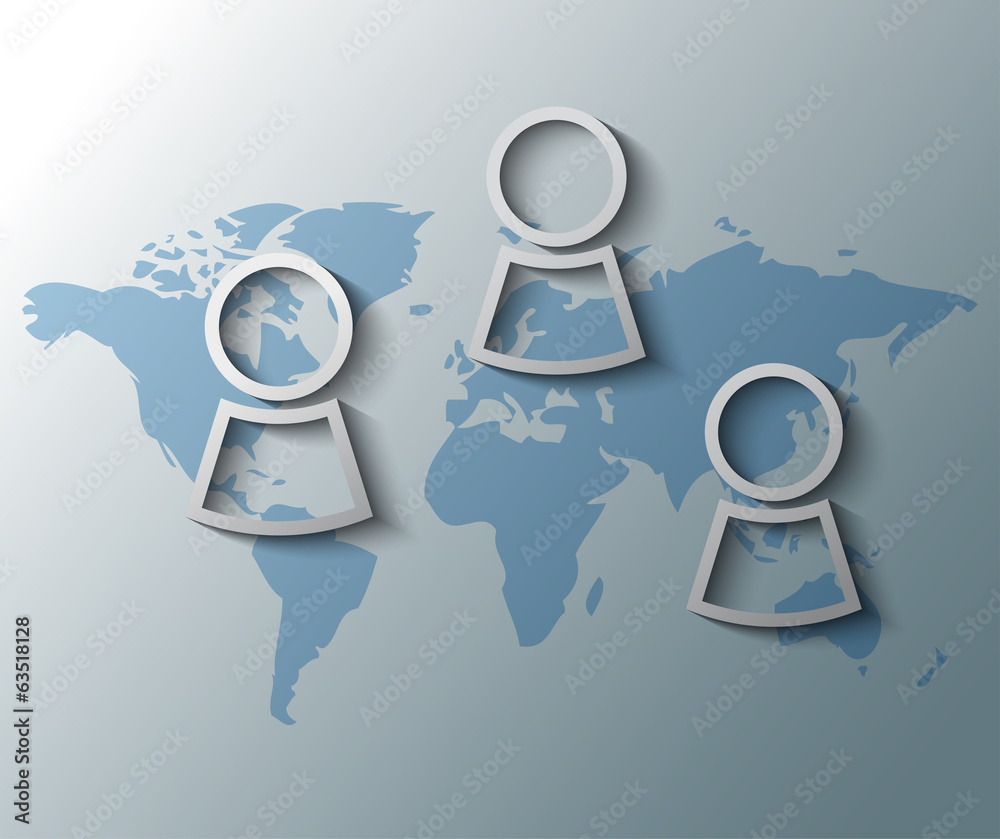 Illustration of persons with world map background Stock Illustration ...
