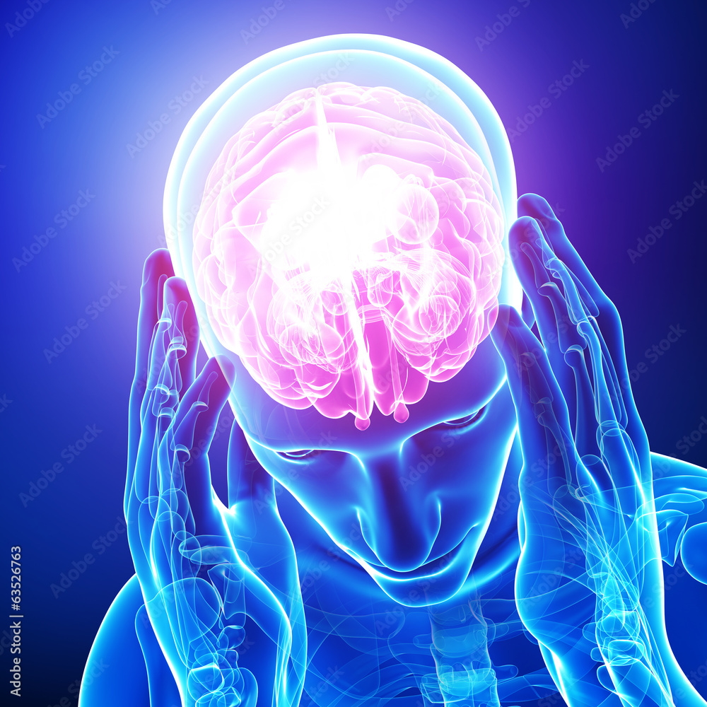 Anatomy of male brain pain in blue Stock Illustration | Adobe Stock
