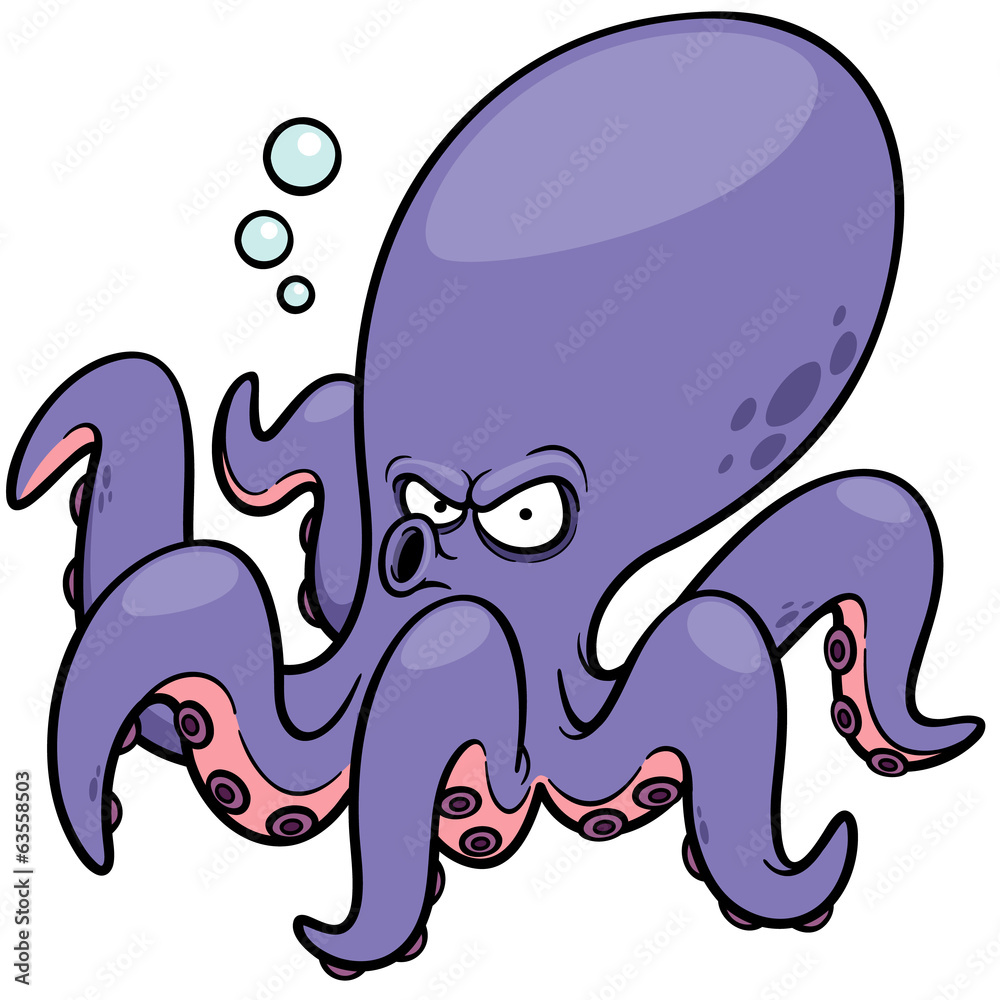 Vector illustration of Cartoon octopus Stock Vector | Adobe Stock