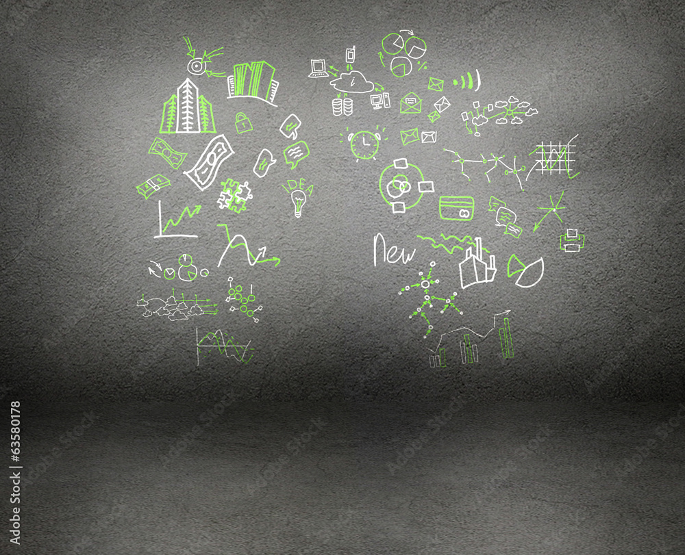 painted on the wall charts, symbols and diagrams Stock Illustration ...