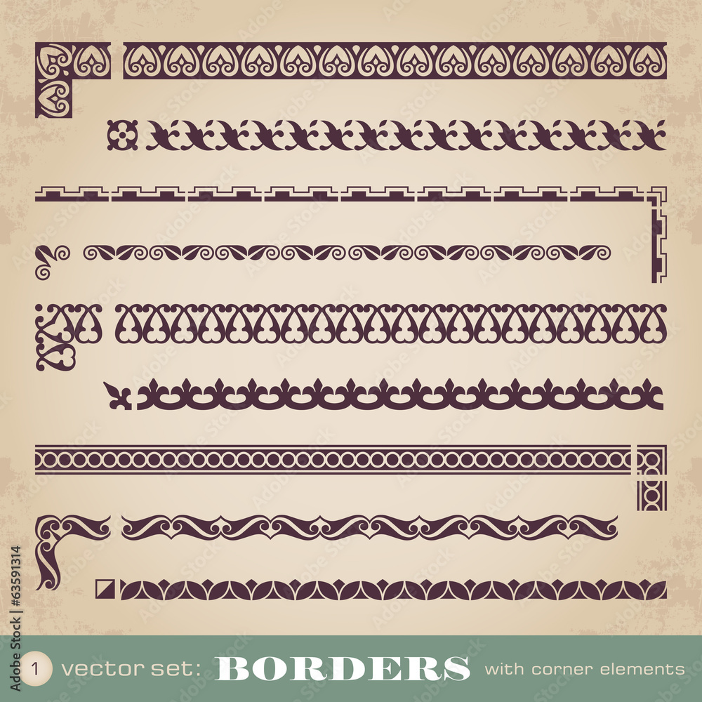Borders with corner elements - set 1 Stock Vector | Adobe Stock