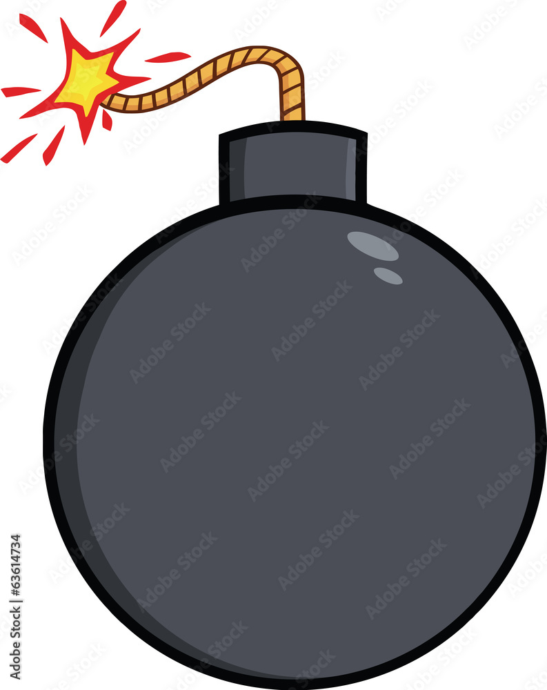 Cartoon Bomb With Lit Fuse. Illustration Isolated on white Stock Vector ...