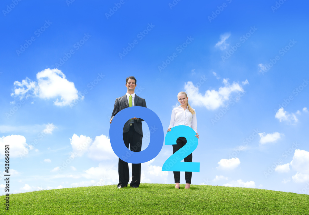 Business People Holding Oxygen O2 Outdoors Stock Photo | Adobe Stock
