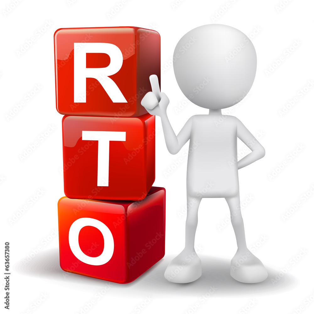 3d illustration of person with word RTO cubes Stock Vector | Adobe Stock