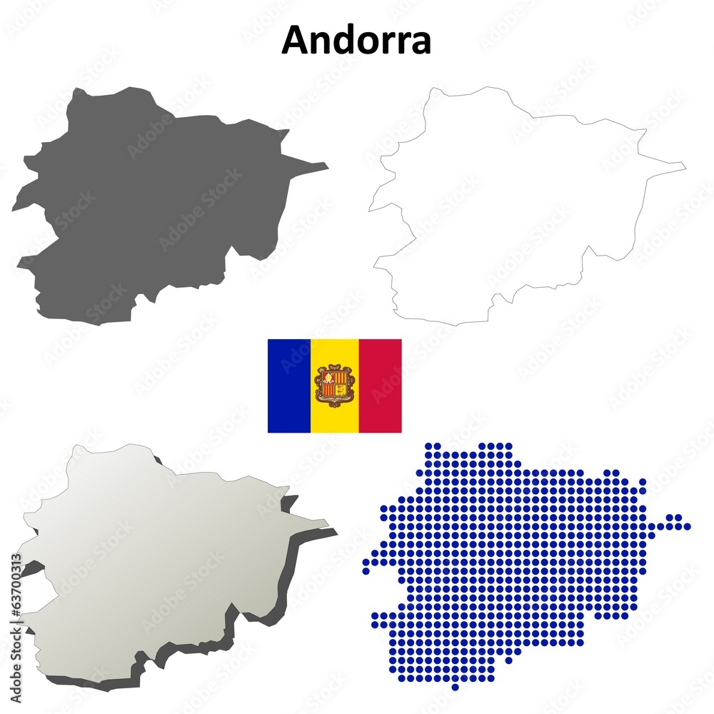 Blank detailed contour maps of Andorra Stock Vector | Adobe Stock