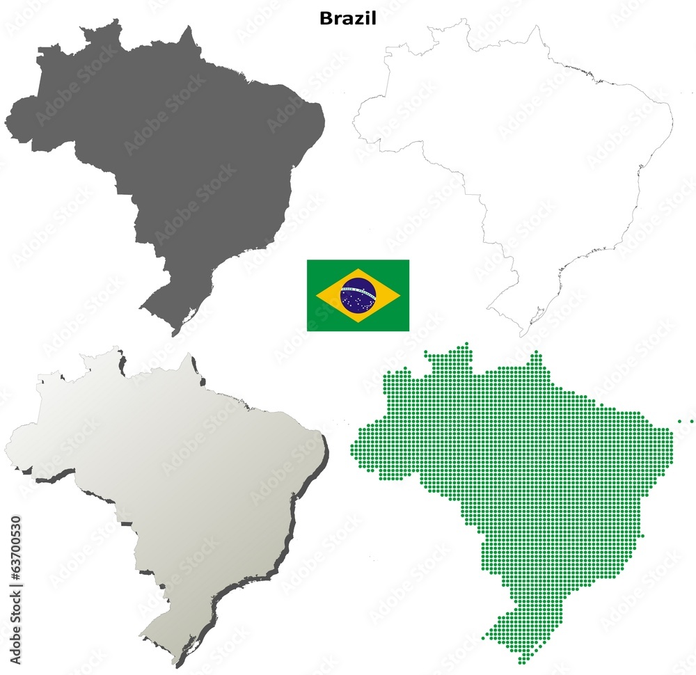 Blank detailed contour maps of Brazil Stock Vector | Adobe Stock