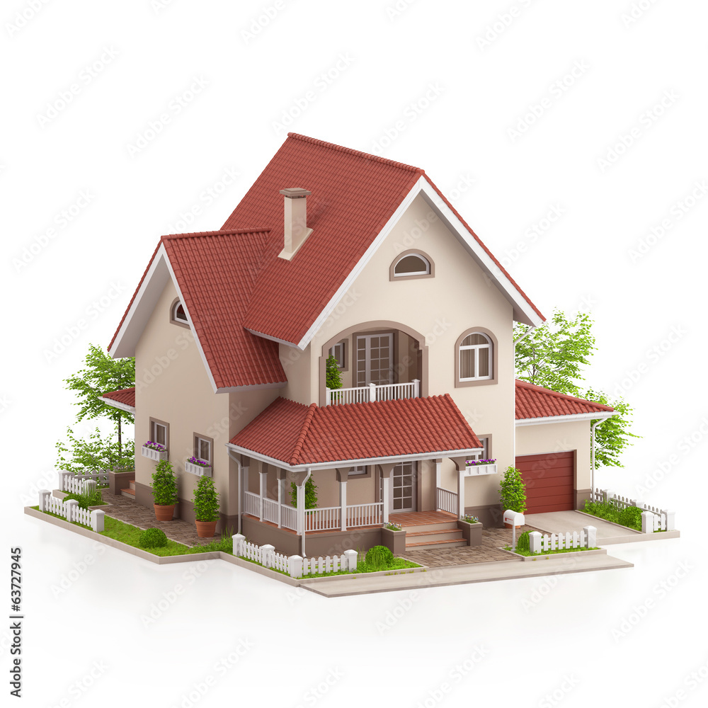 Graphic illustration of a modern house, on white background Stock ...