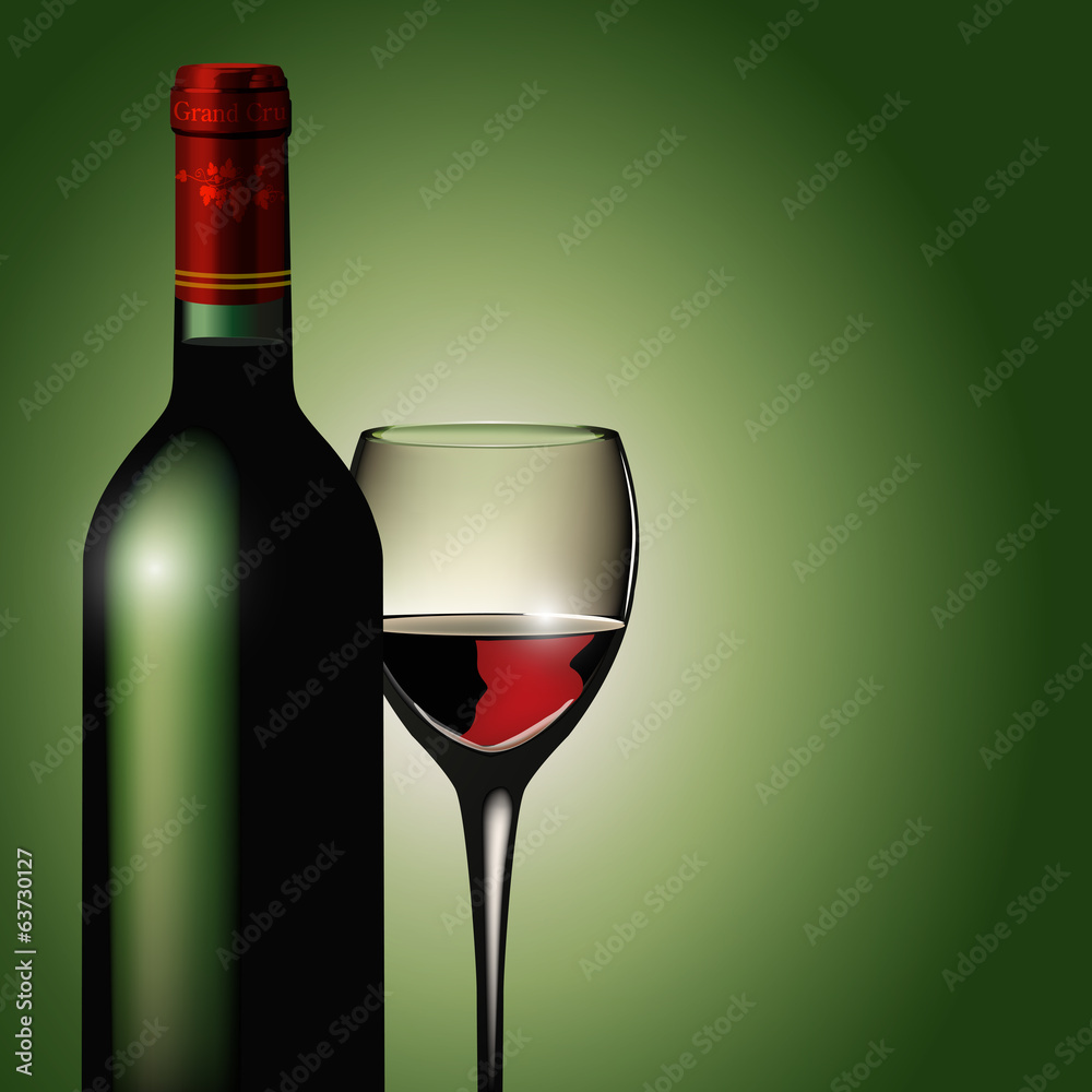 Vecteur Stock VIN BOUTEILLE - Fond vert | Adobe Stock
