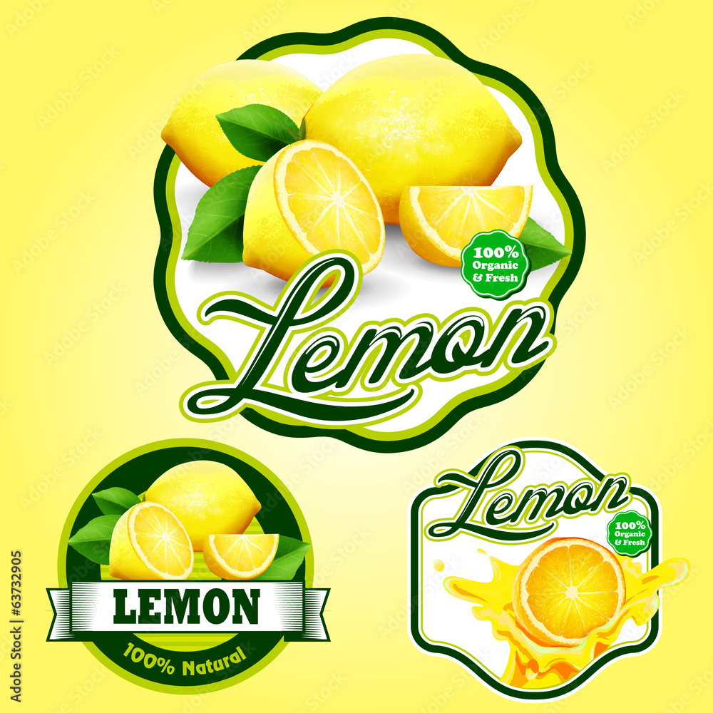 lemon badge and stickers Stock-Vektorgrafik | Adobe Stock