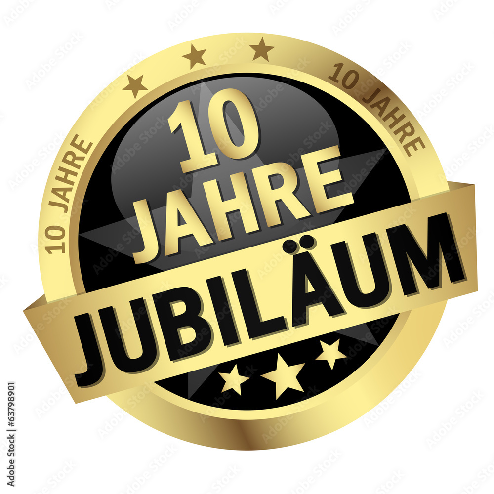 Button mit Banner " 10 JAHRE JUBILÄUM " Stock-Vektorgrafik | Adobe Stock