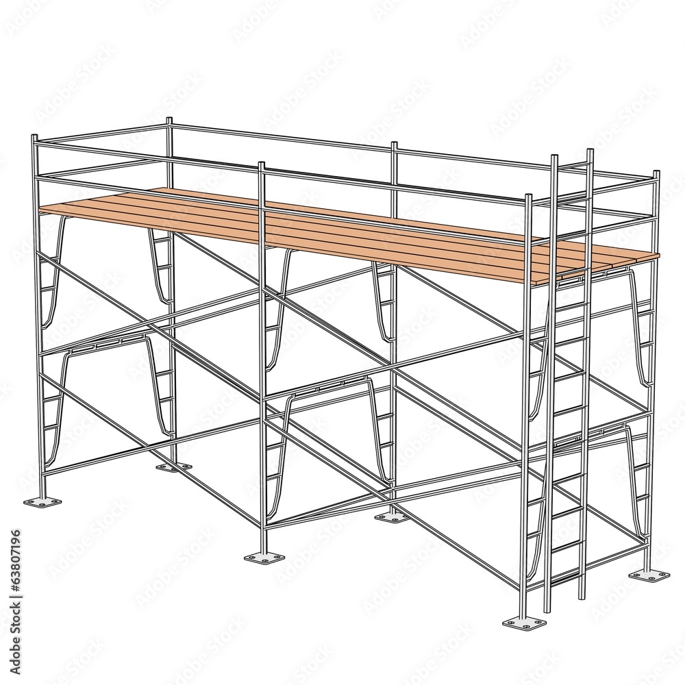 cartoon illustration of construction scaffolding Stock Illustration ...