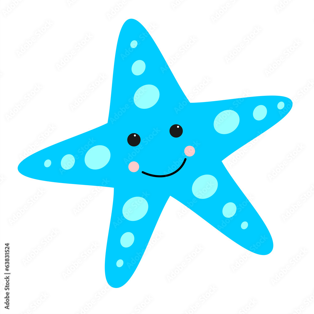 Vetor de Estrella de mar azul aislada sobre fondo blanco. Ilustración ...