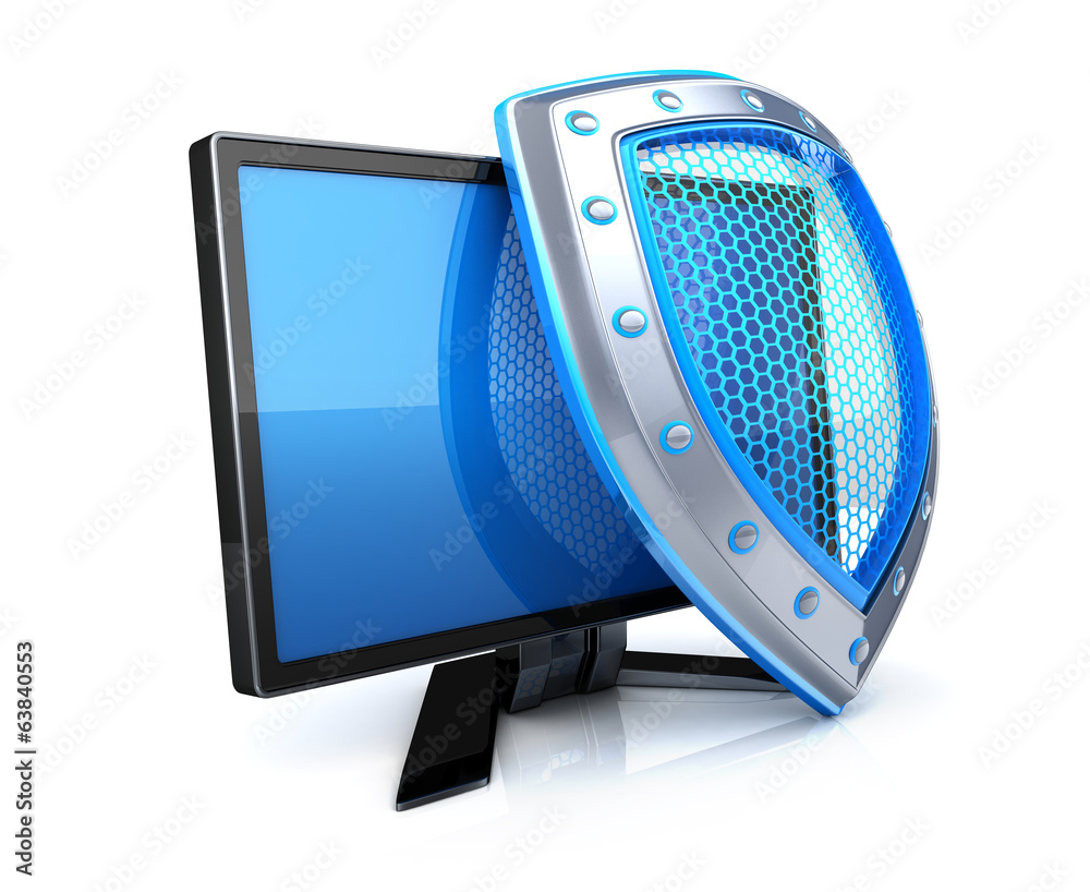 laptop and shield Stock Illustration | Adobe Stock