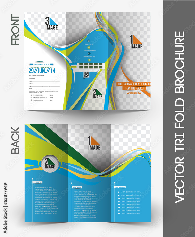 Tennis Competition Tri-Fold Brochure Mock up Design Stock Vector ...