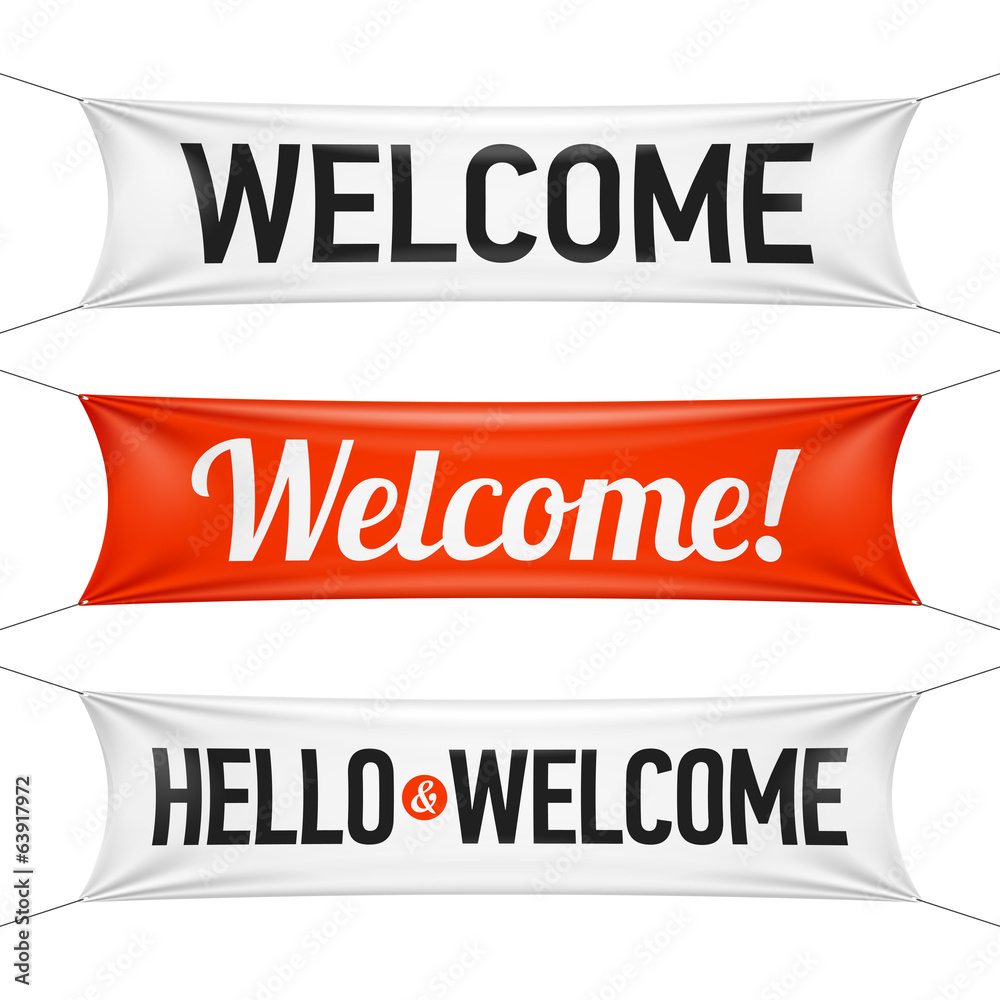 Hello and Welcome banners Stock Vector | Adobe Stock